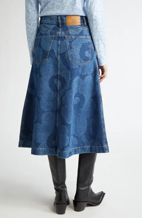 Marimekko Maridenim Suoritus Unikko Floral A-Line Midi Skirt